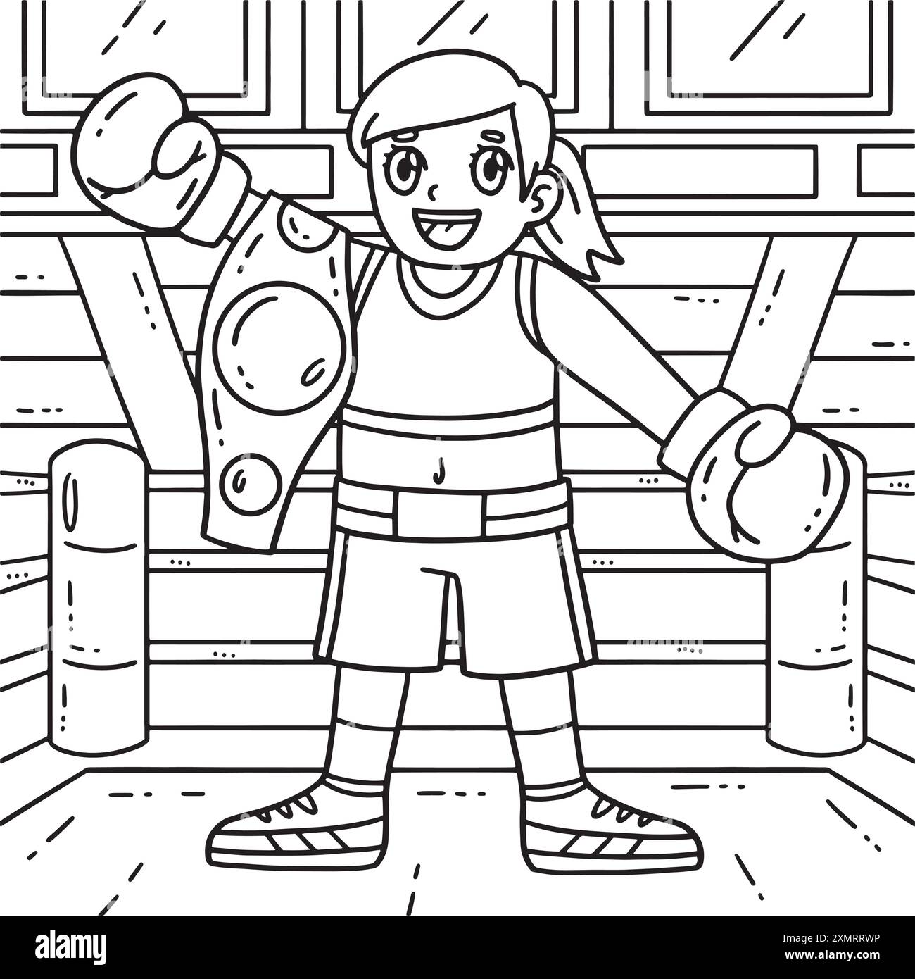 Boxing Female Boxer Raising Arm Victory Coloring Stock Vector Image ...