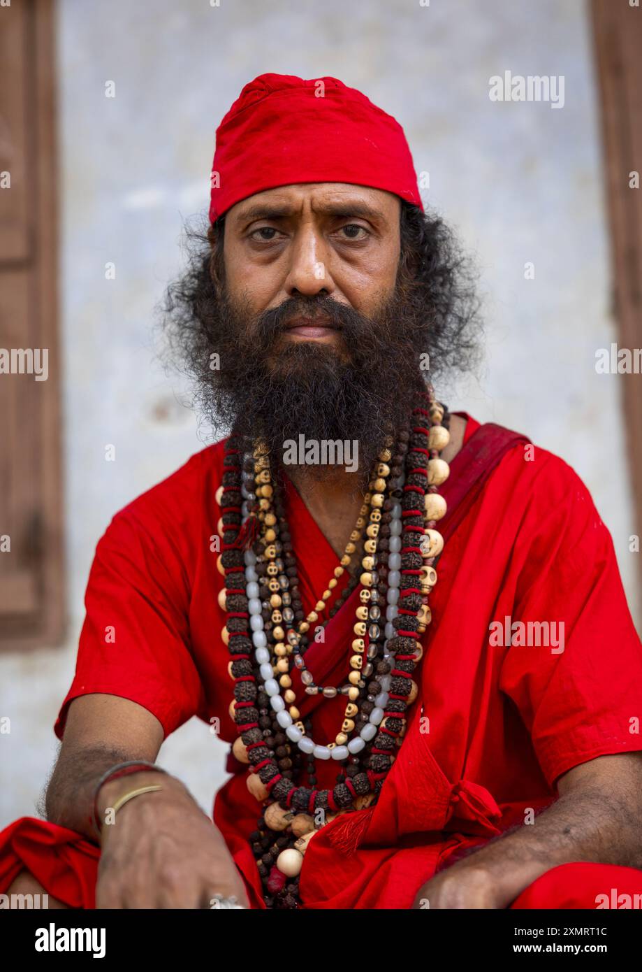 Portrait of a hindu guru in red clothing, Dhaka Division, Dhaka ...