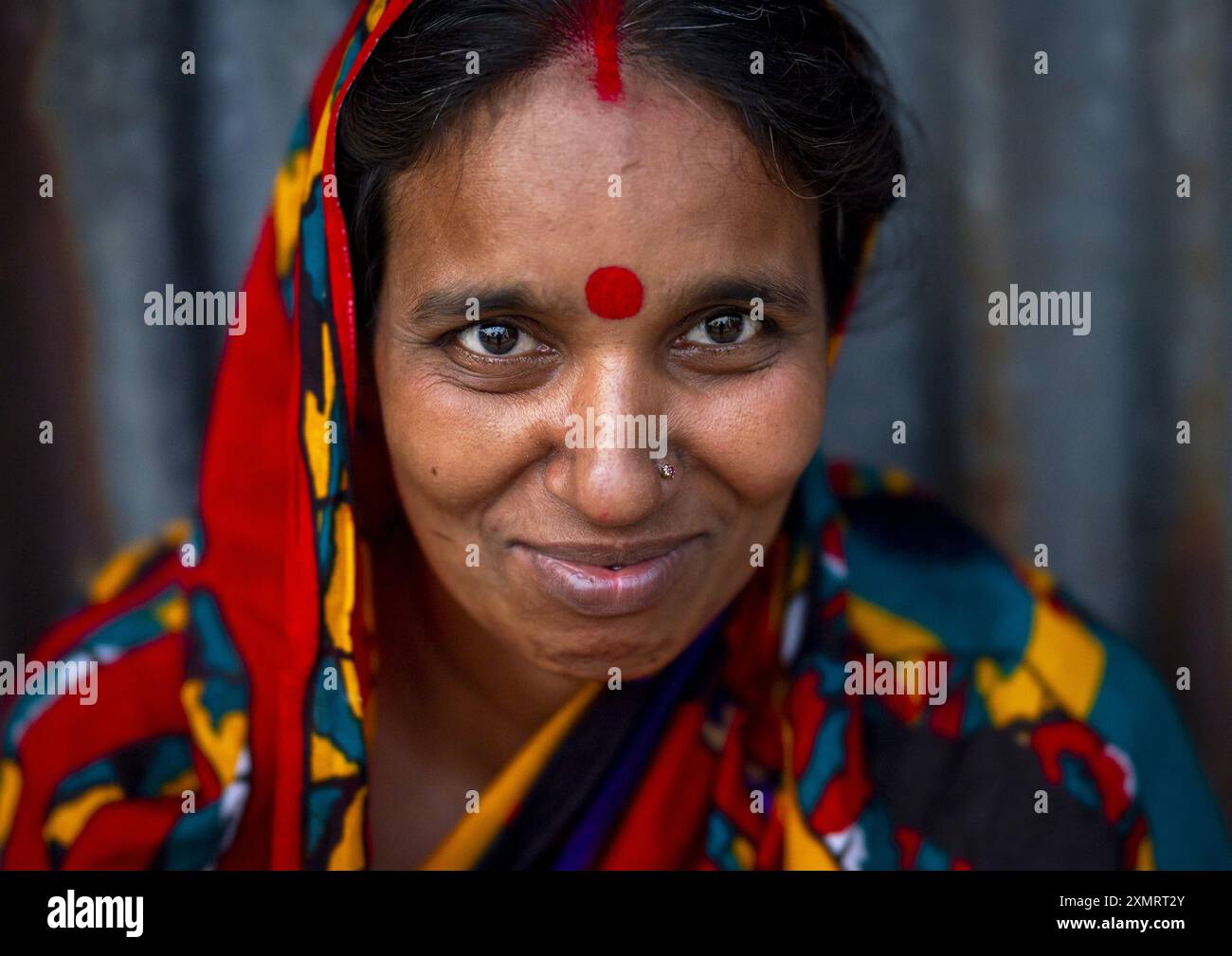 Portrait of an hindu woman with a red dot on the forehead, Dhaka Division, Munshiganj Sadar ...