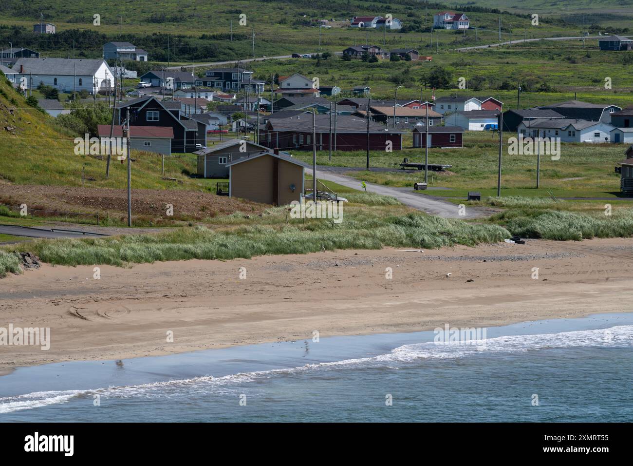 village and Beautiful sandy beach at Point Lance, Newfoundland, Cape ...