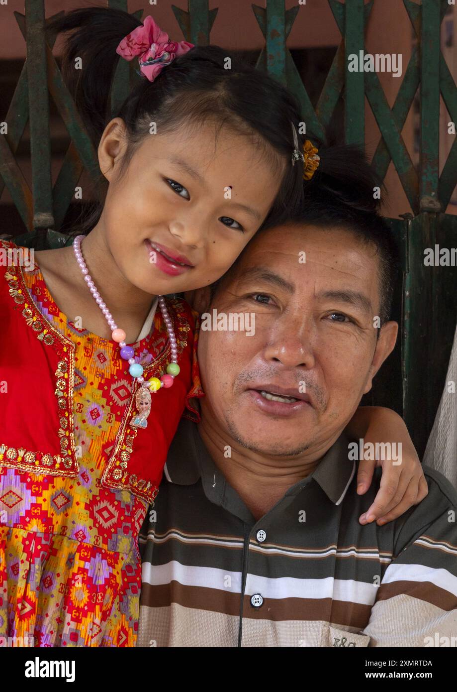 Portrait of bangladeshi Chakma father and daughter, Chittagong Division ...