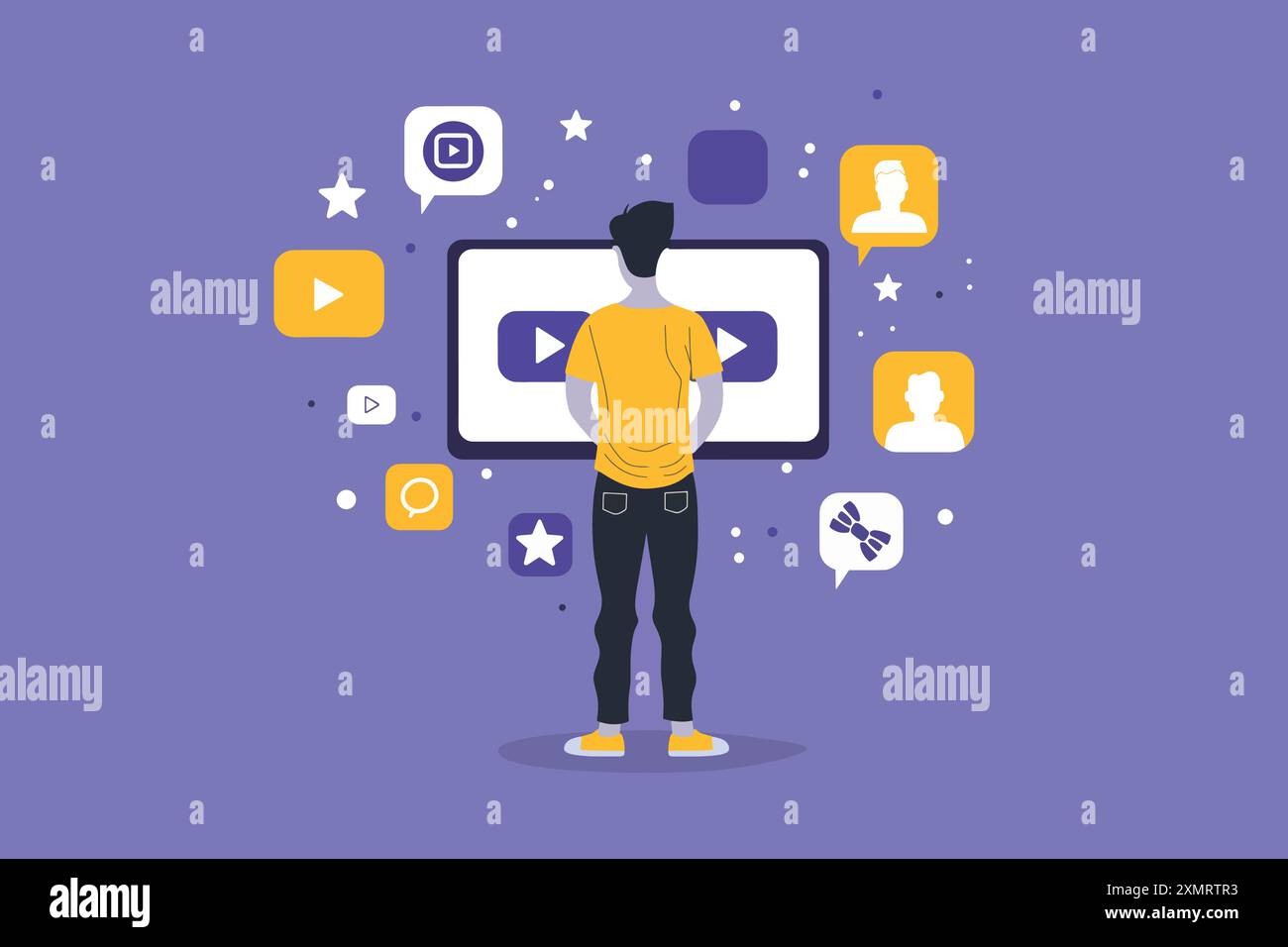 Man Interacting with Multimedia Icons Stock Vector Image & Art - Alamy