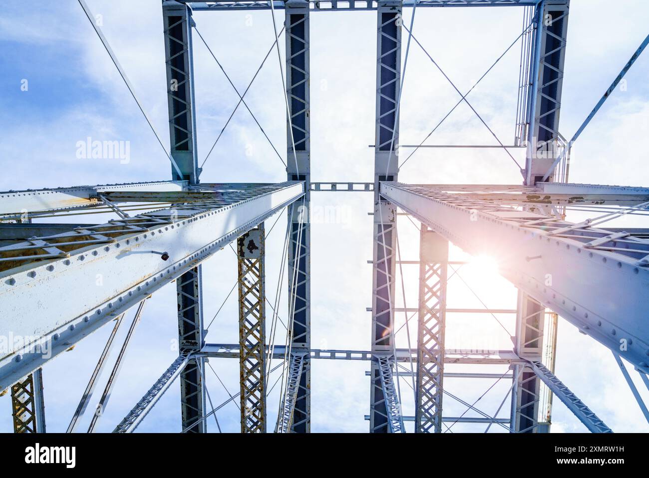 Sunny skies above The Newport Southbank Bridge, also known as the ...