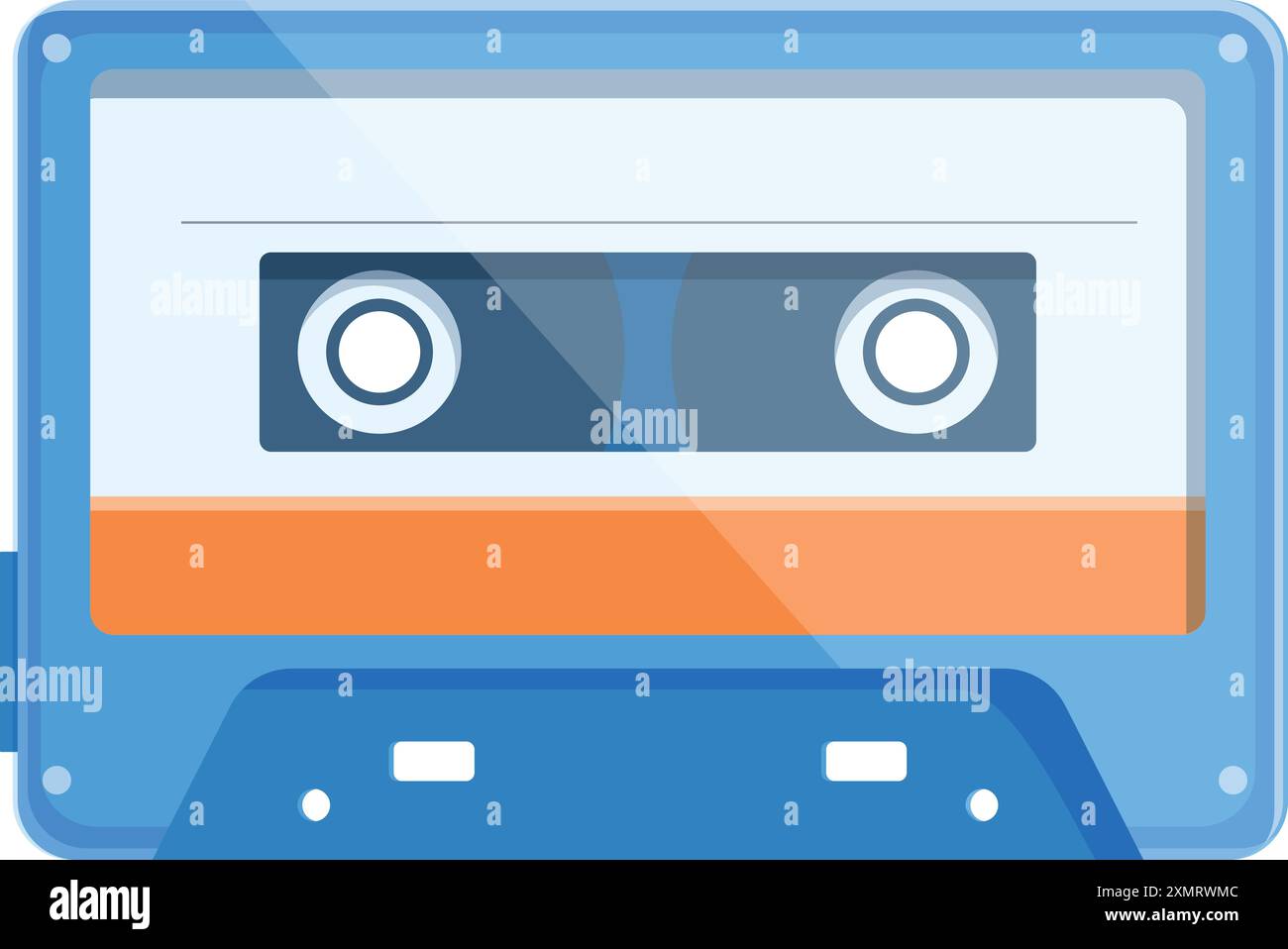 Blue audio cassette tape for listening to music on a tape recorder ...