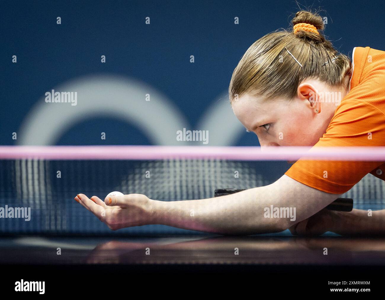 PARIS - Table tennis player Britt Eerland in action against Hana ...