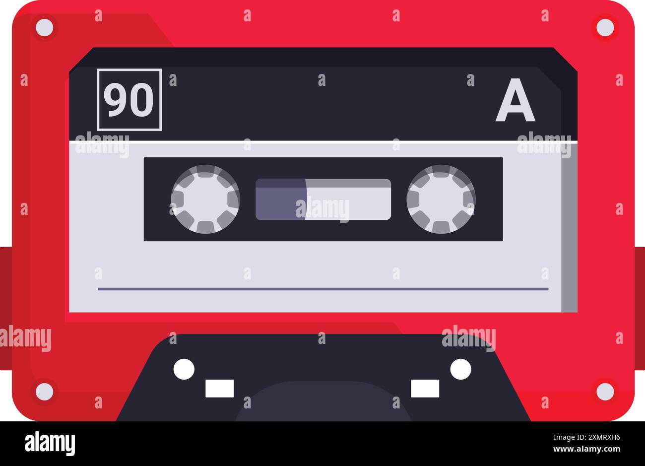 Red audio cassette tape playing music, a nostalgic symbol of the 80s ...