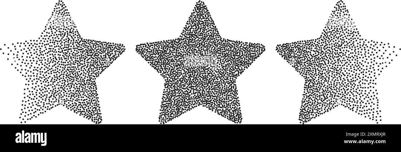 Dotwork abstract shapes, star in black grain texture Stock Vector Image ...