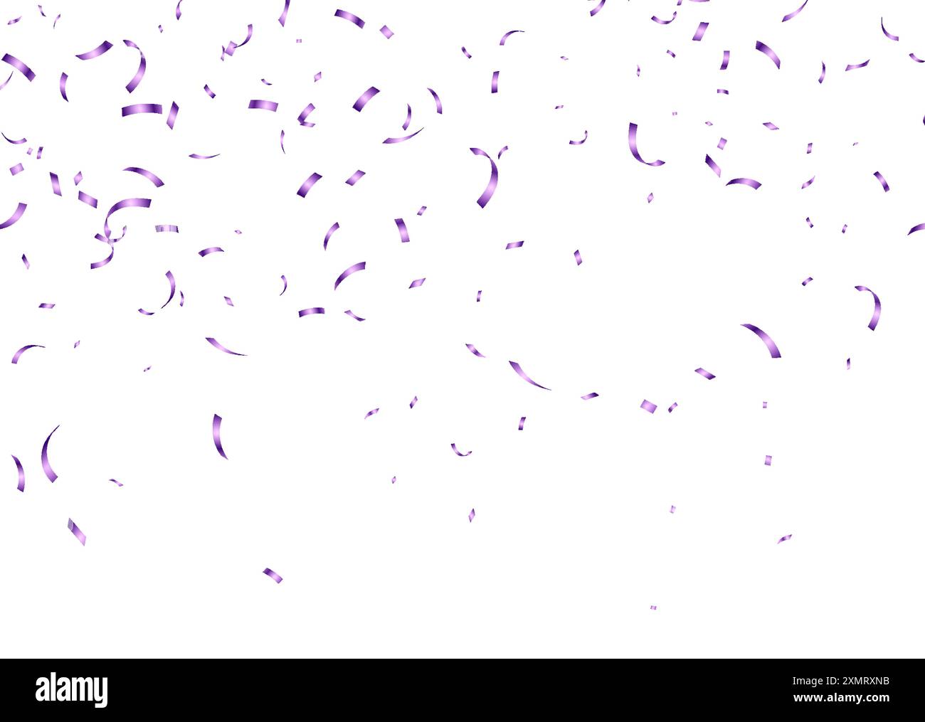 Purple confetti, falling paper ribbons isolated on white background ...