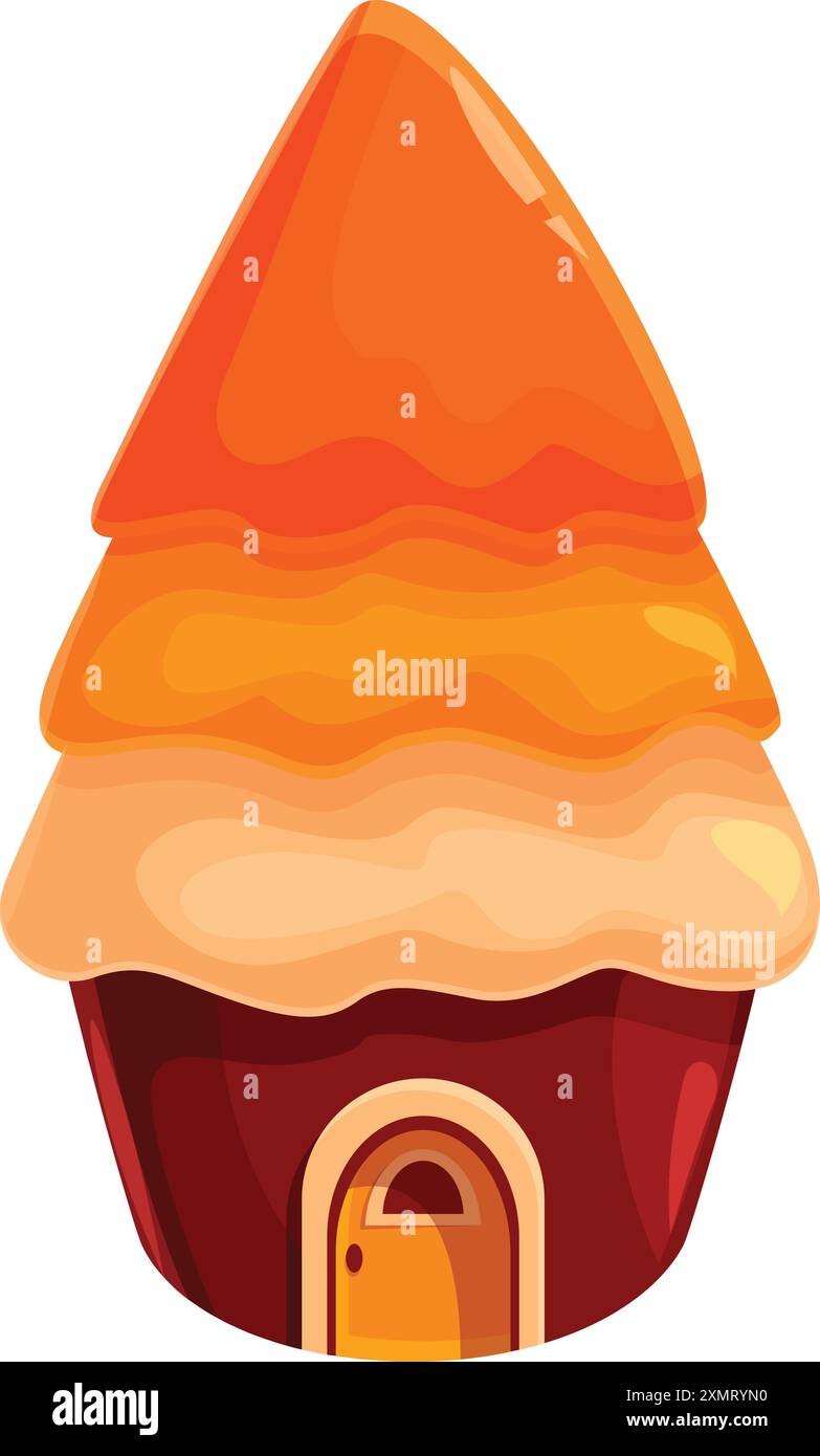 Small cartoon gingerbread house with an orange roof and a brown base ...