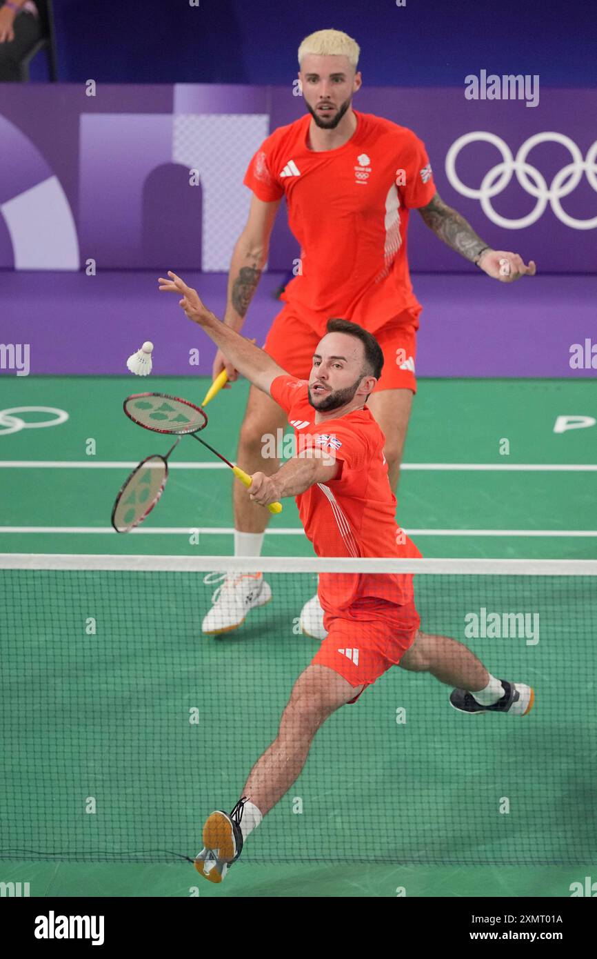 Britain's Ben Lane and Sean Vendy play against Canada's Adam Dong and Nyl Yakura during their ...