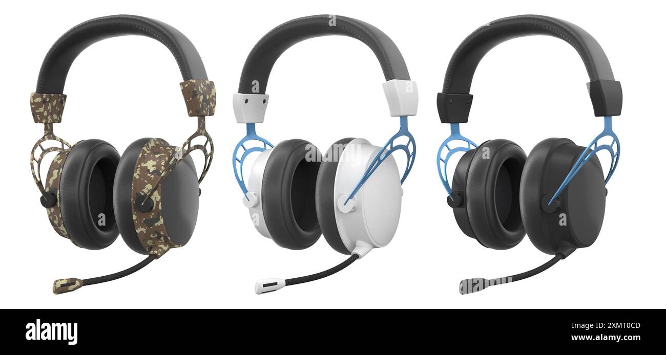 Stylish gaming headsets for immersive sound experiences isolated on ...