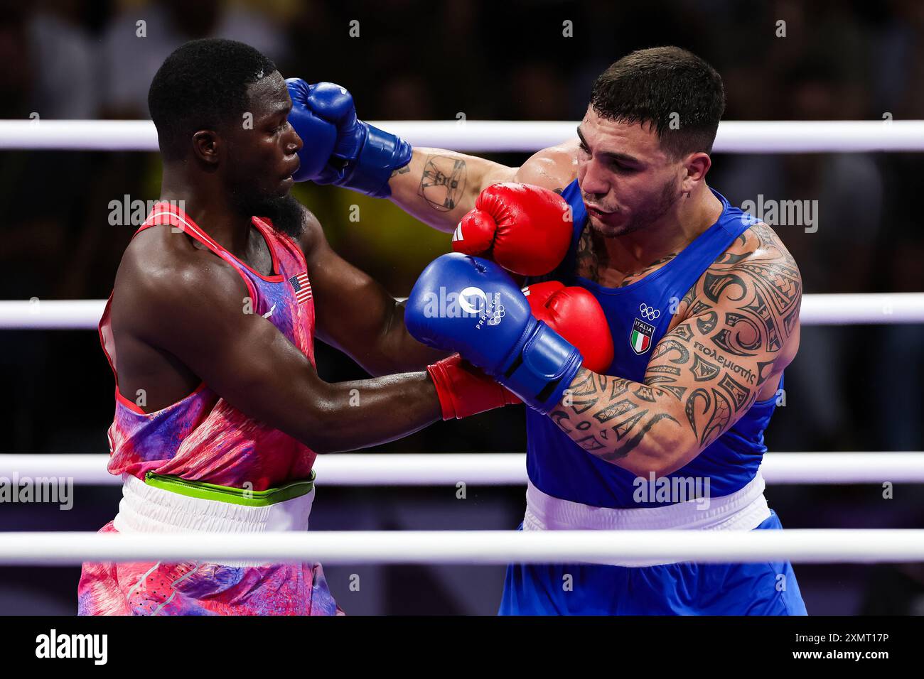 Paris, France, 29 July, 2024. Diego Lenzi of Italy throws a punch in ...