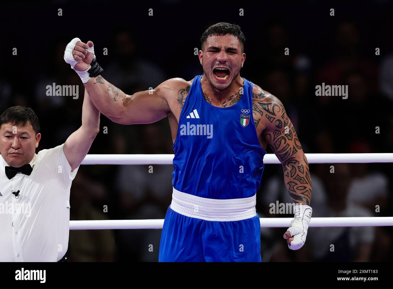 Paris, France, 29 July, 2024. Diego Lenzi of Italy reacts after ...