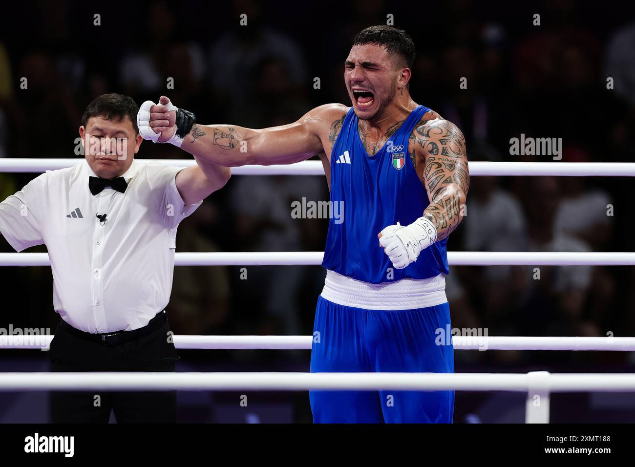 Paris, France, 29 July, 2024. Diego Lenzi of Italy reacts after ...