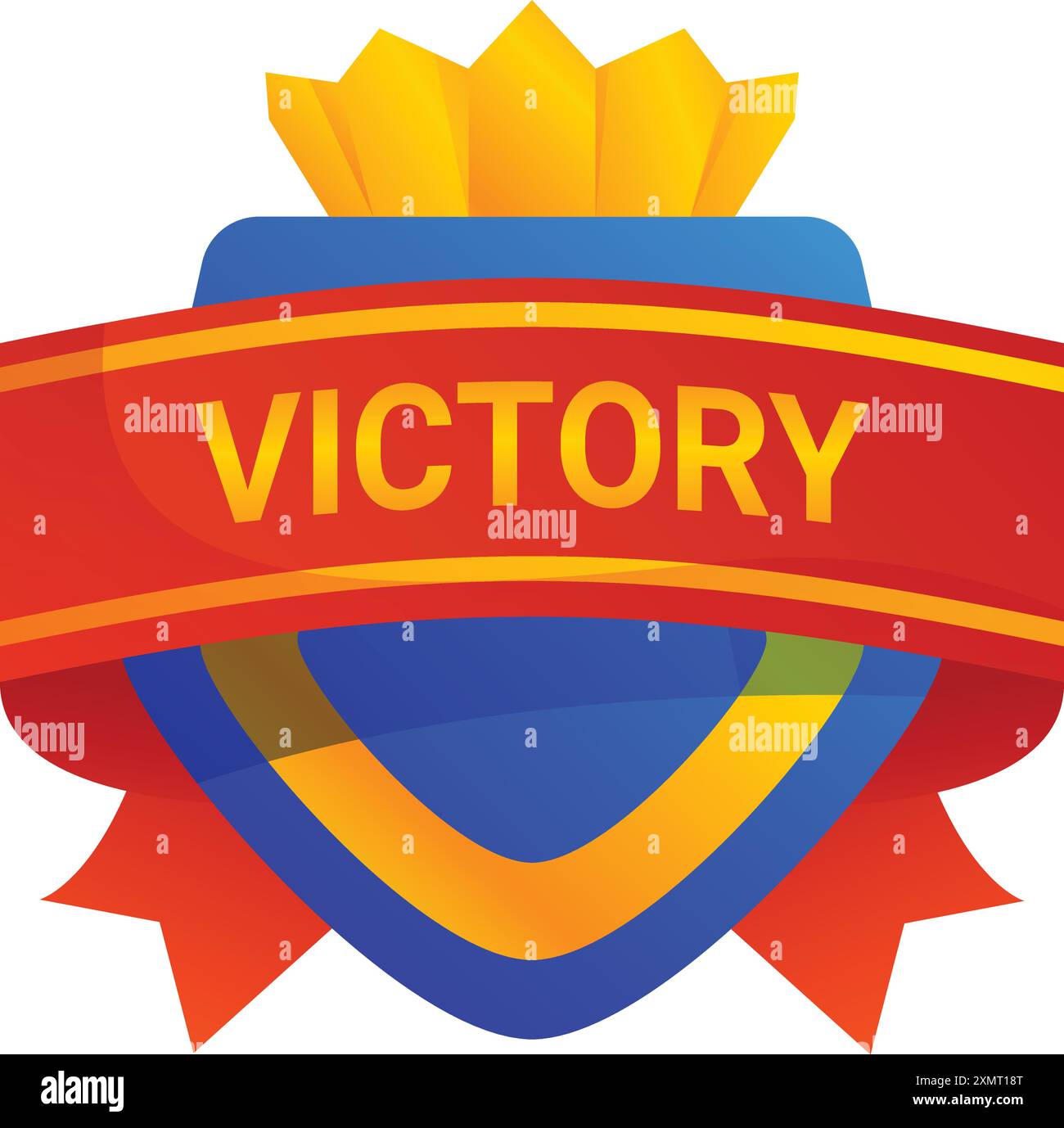 Blue and orange award with red ribbon celebrating winning and ...