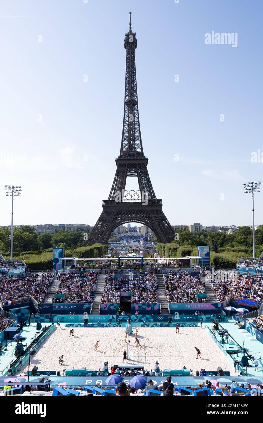 Paris, France, 29 July, 2024. General view of the Eiffel Tower Stadium ...