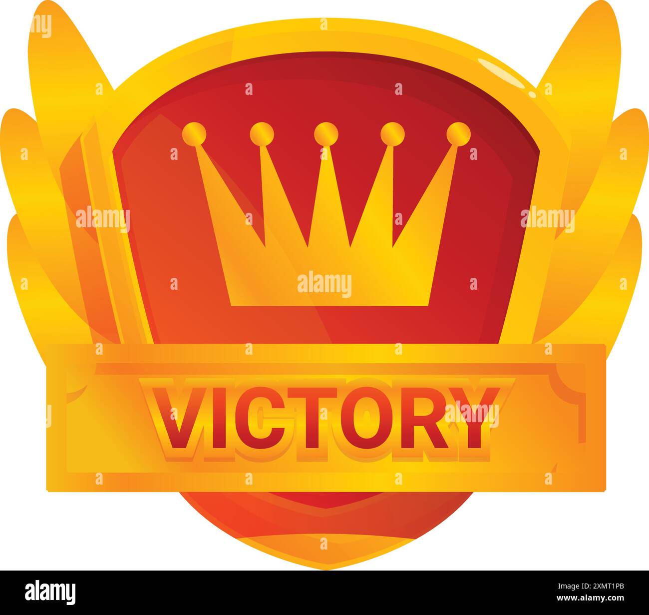 Shiny golden symbol with wings is conveying a concept of victory and ...