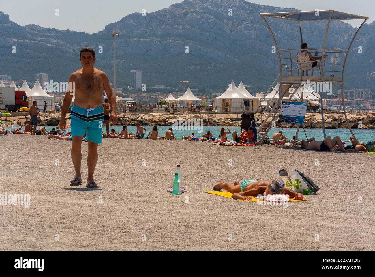 Marseille, France, Large Crowd of People, Relaxing, Mediterranean Sea ...