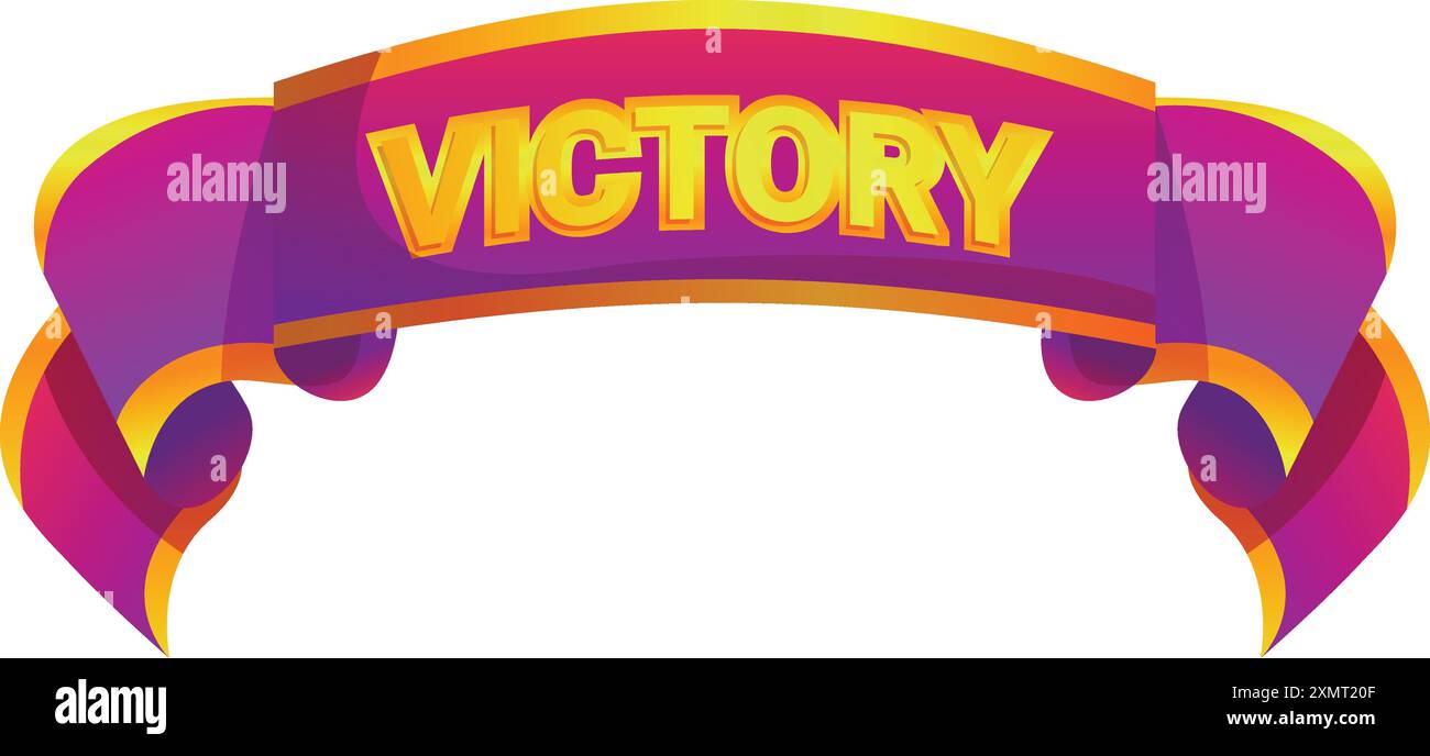 Purple victory banner with golden border announcing success Stock ...
