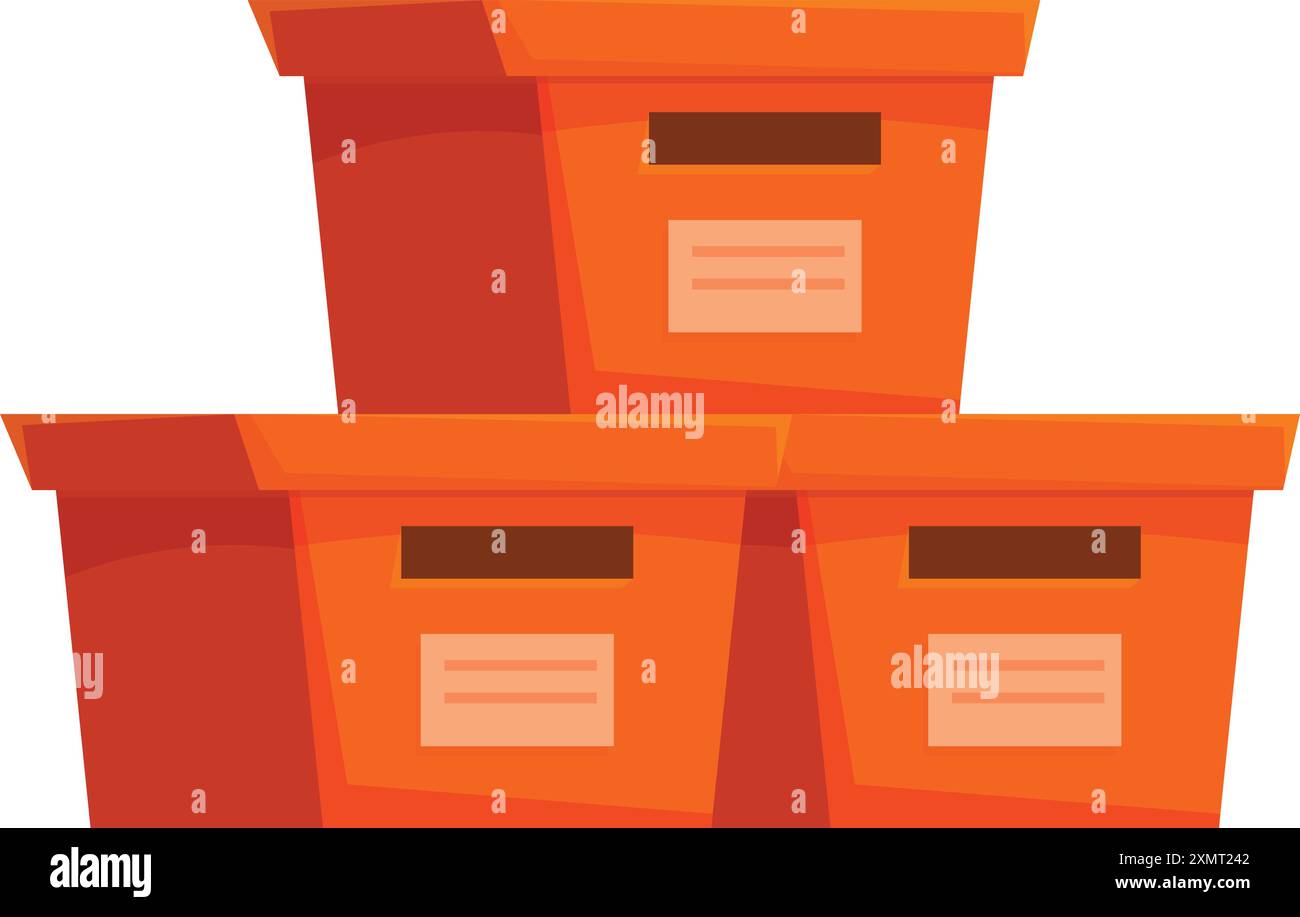 Three cardboard boxes are stacked, suggesting organization for moving ...