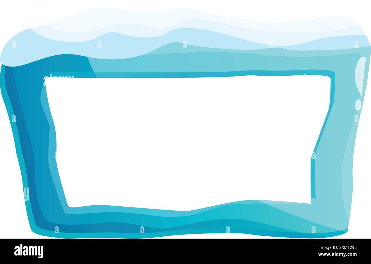 Frozen water border with snow on top is creating a rectangular shape ...