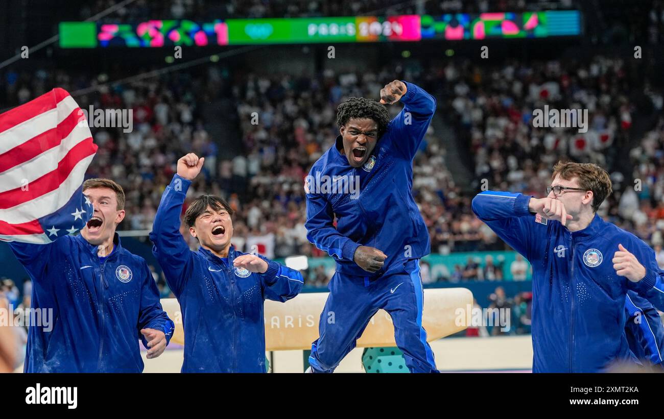 Team USA from left to right Brody Malone, Asher Hong, Fred Richard, and ...