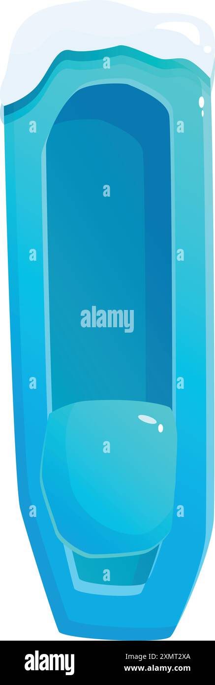 Cartoon blue ice slide covered with snow, perfect for winter games and ...