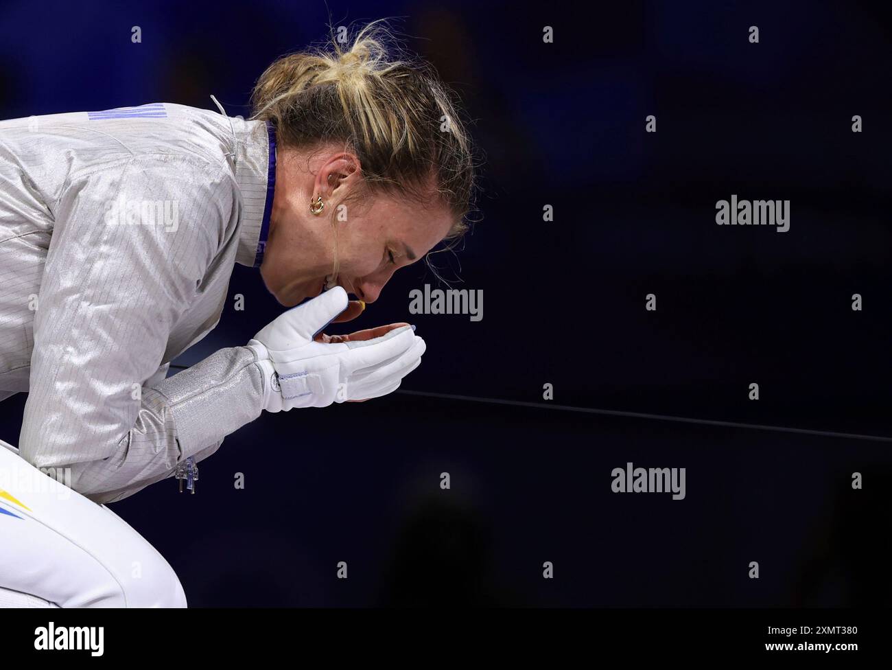 KHARLAN Olga of Ukraine reacts after winning a bronze medal match of ...
