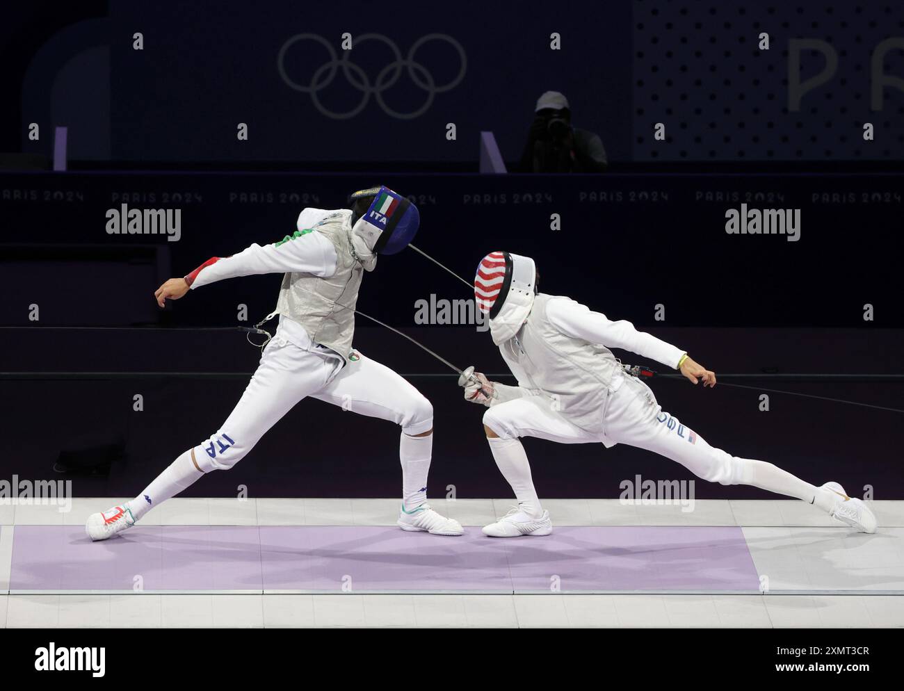 Paris, France. 29th July, 2024. Nick Itkin of the US (R) competes ...
