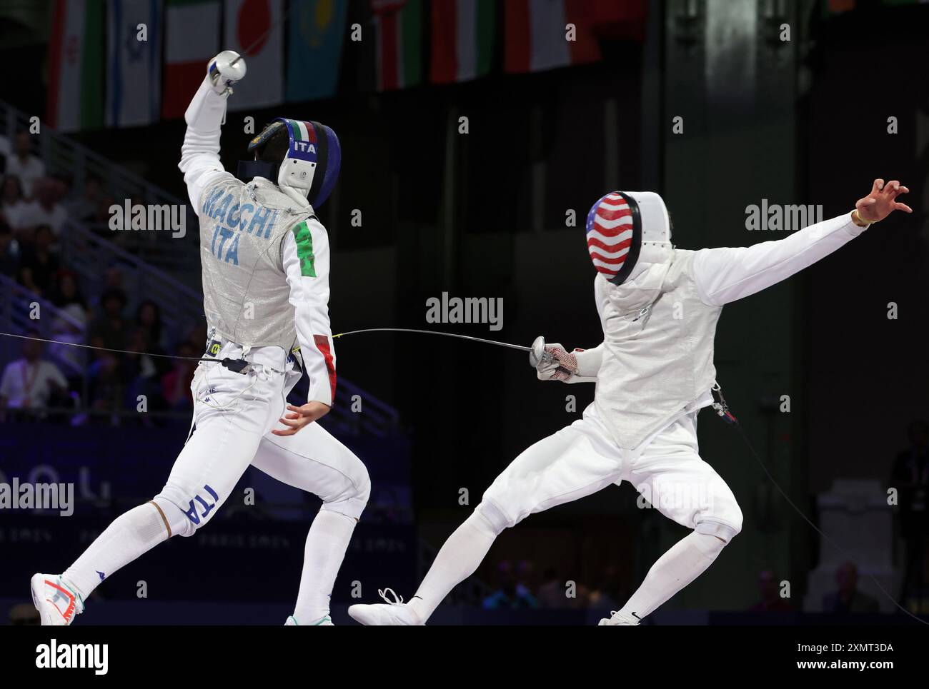 Paris, France. 29th July, 2024. Nick Itkin of the US (R) competes ...