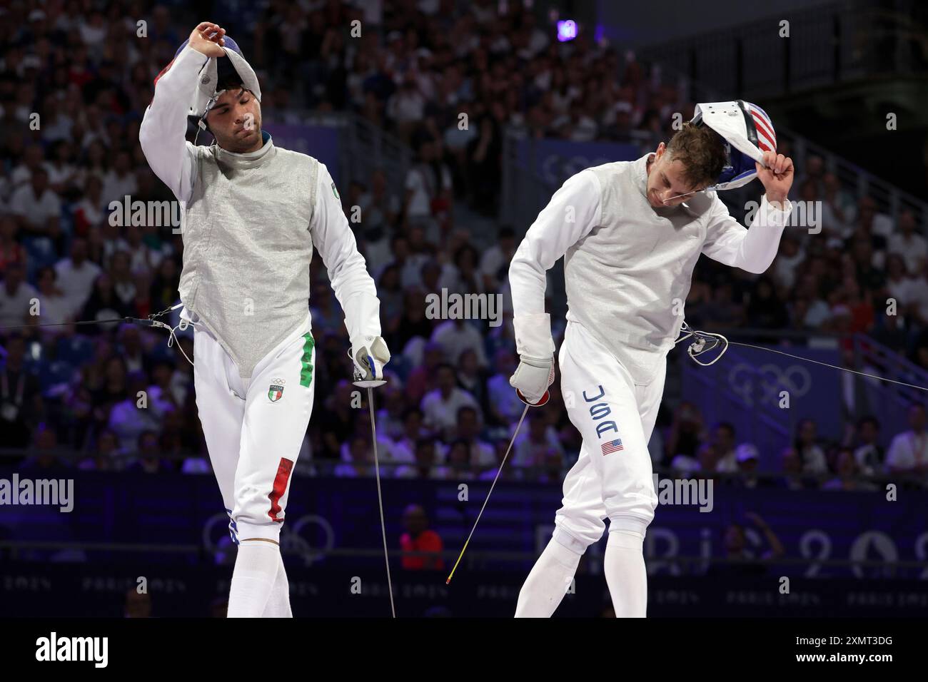 Paris, France. 29th July, 2024. Nick Itkin of the US (R) competes ...