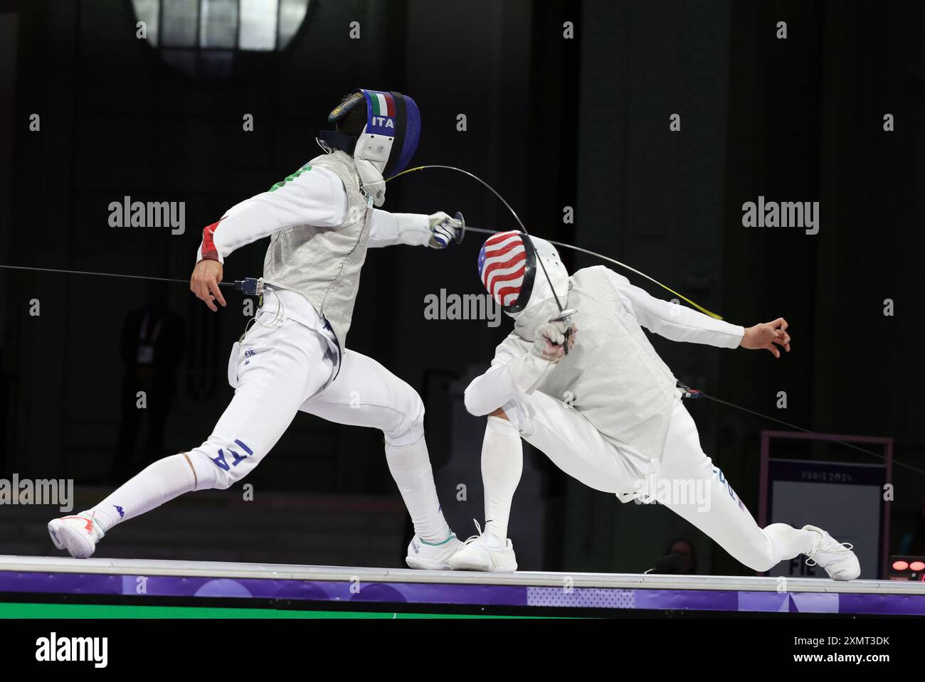 Paris, France. 29th July, 2024. Nick Itkin of the US (R) competes ...
