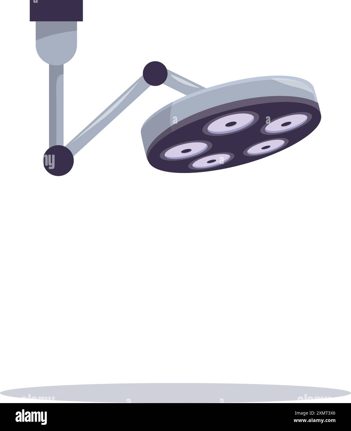 Surgical lamp is hanging over an empty operating table, casting a ...