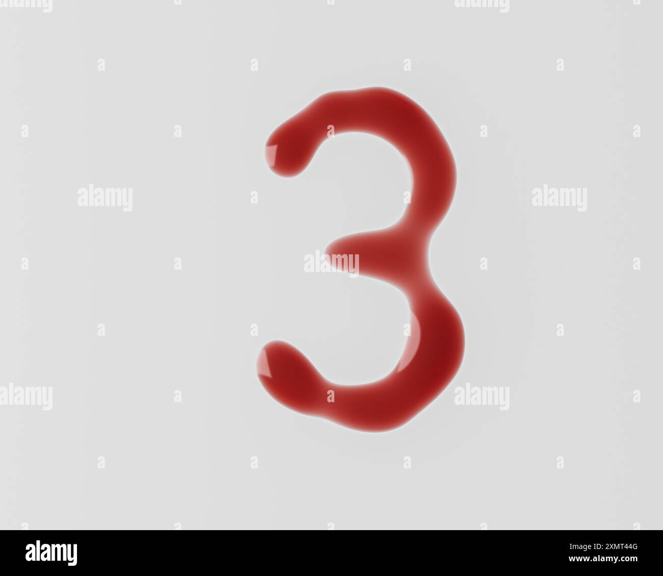 Digits made of red blood like liquid. 3d illustration of red symbols ...