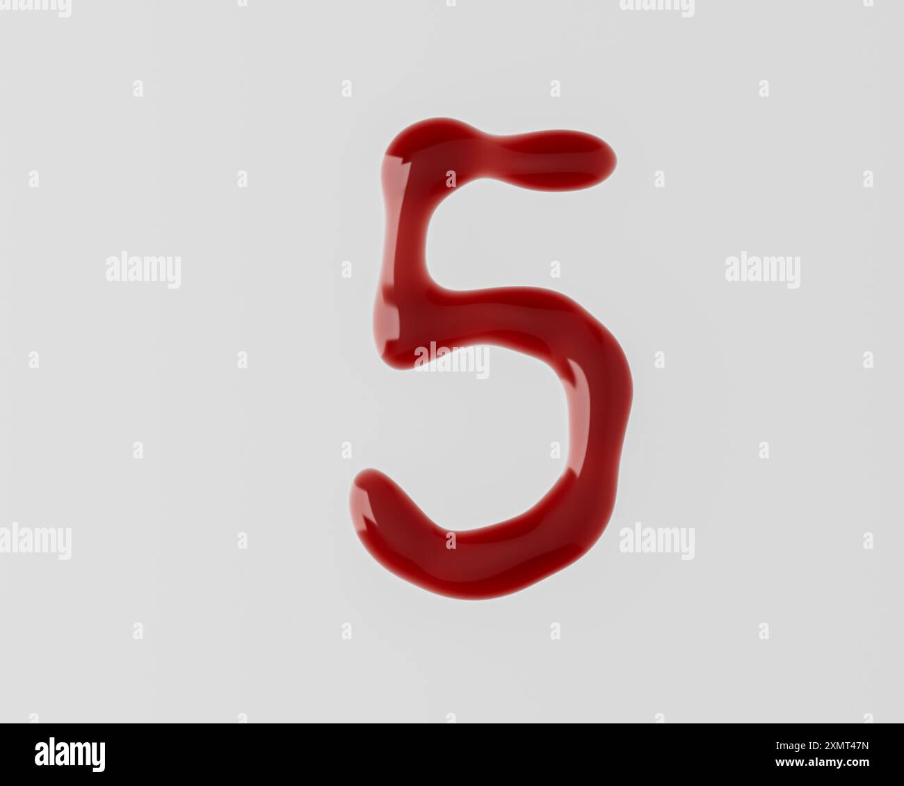 Digits made of red blood like liquid. 3d illustration of red symbols ...