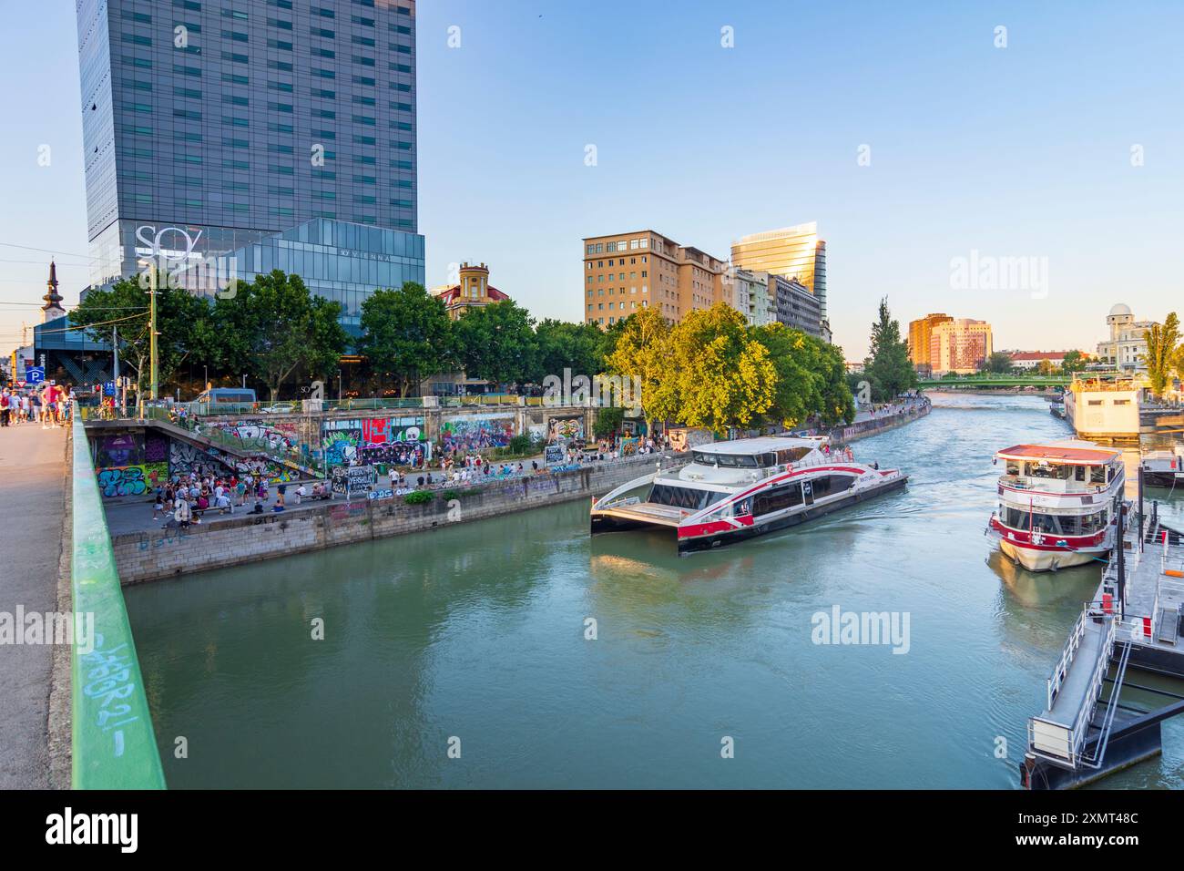 Vienna: river Donaukanal, view to Design Tower (Sofitel Vienna ...