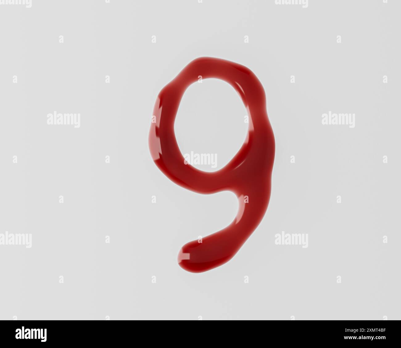 Digits made of red blood like liquid. 3d illustration of red symbols ...
