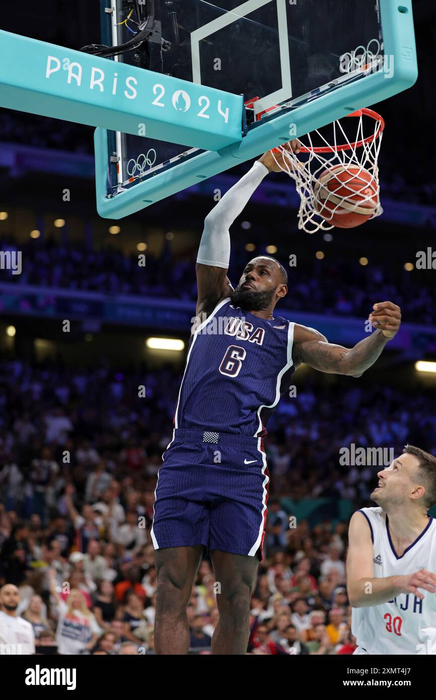 LILLE, FRANCE - JULY 28: LeBron James of United States during the Men's ...