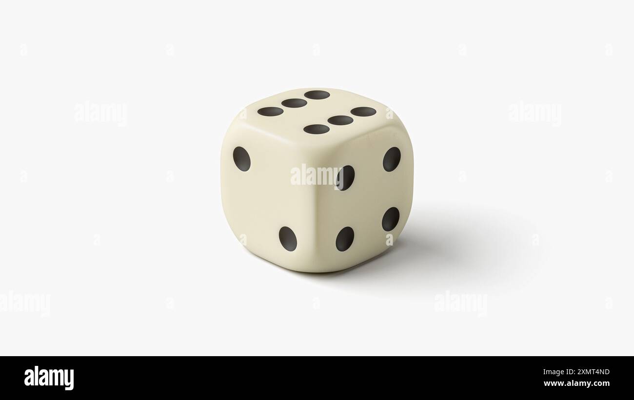 3d render of ivory dice with engraved circular dots on its faces. The ...