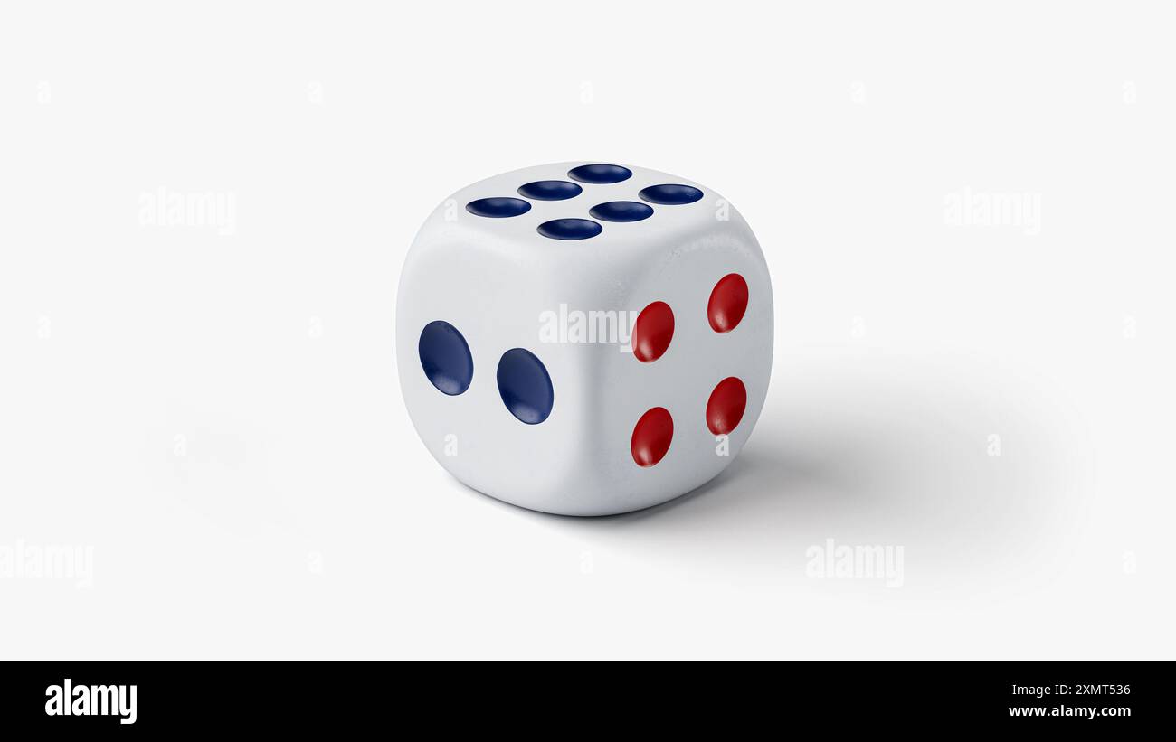 3d render of white dice with engraved circular dots on its faces. The ...