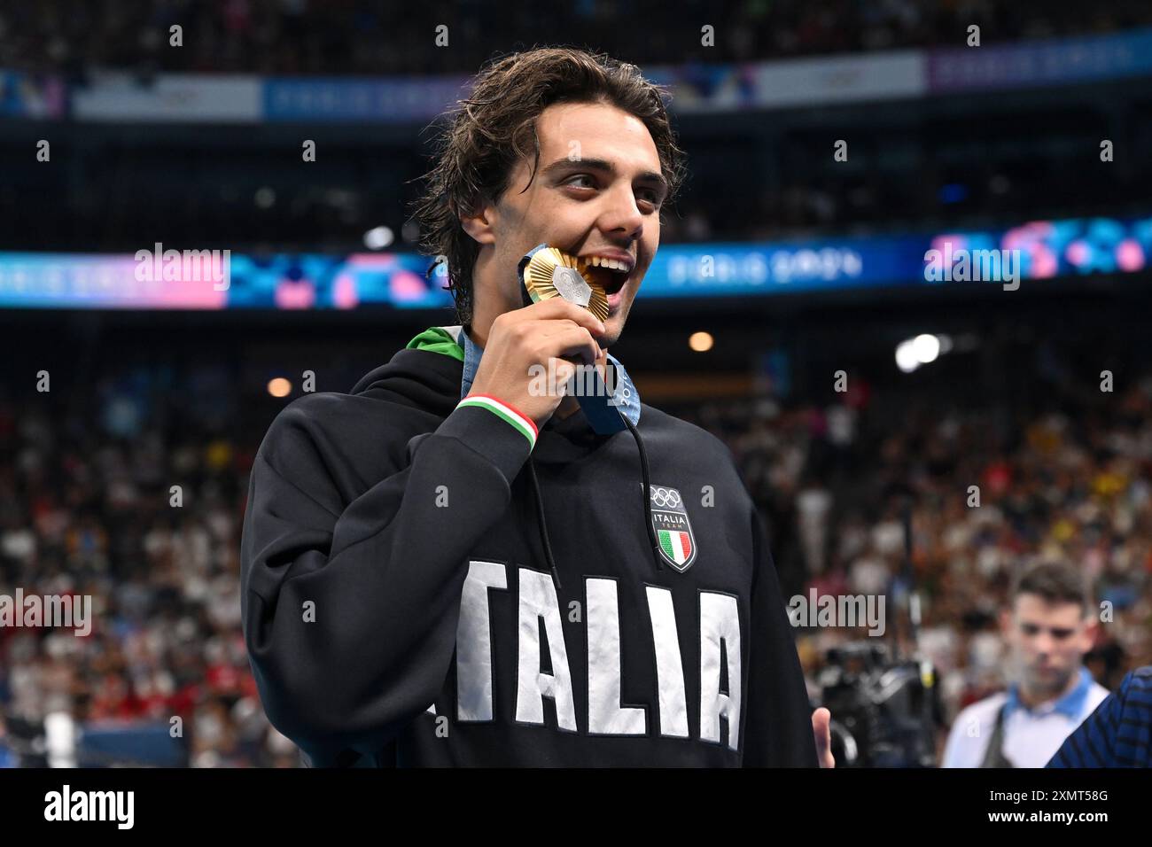 Paris, France. 29th July, 2024. gold medallist Italian swimmer Thomas ...