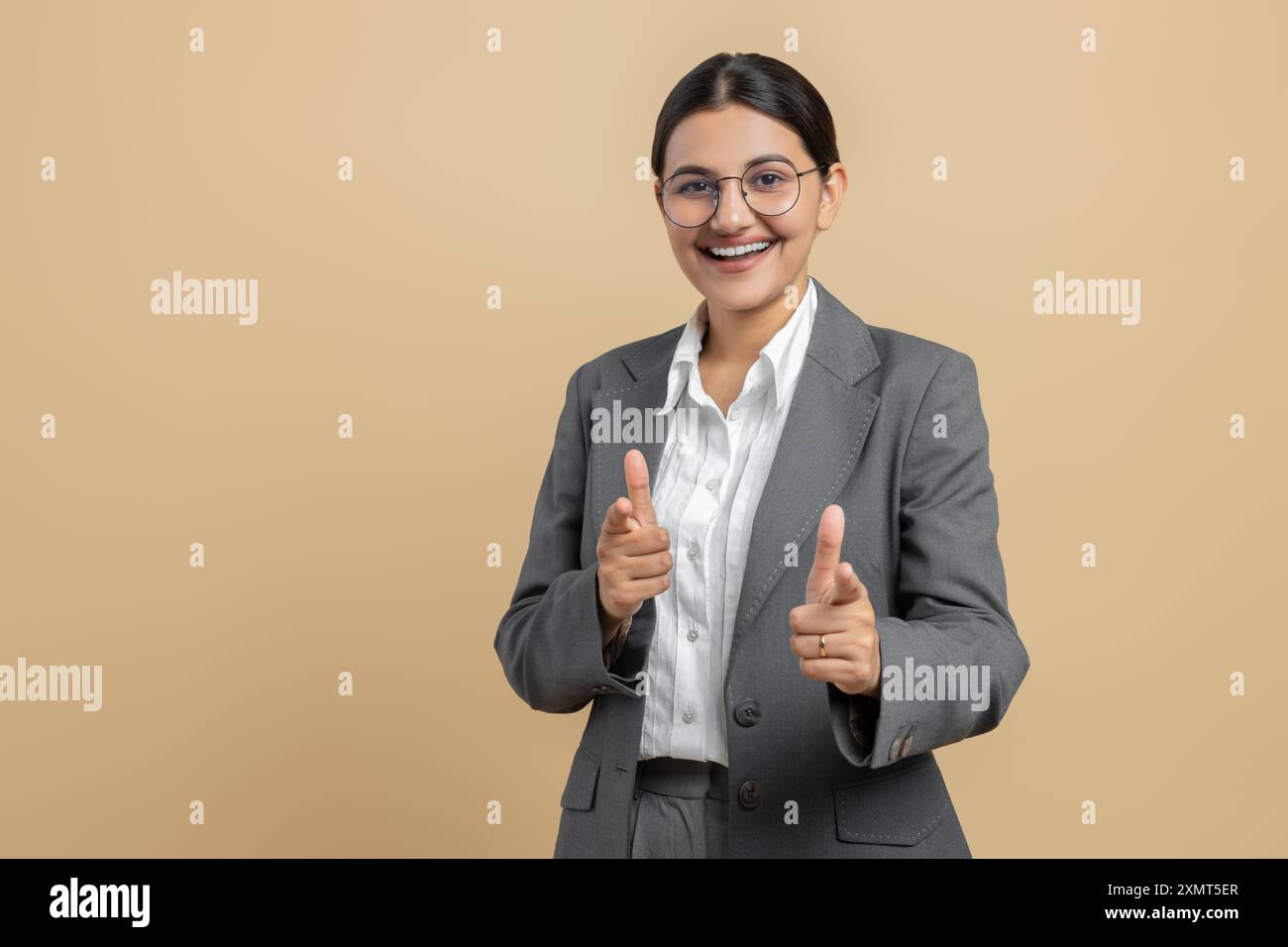 Hey! woman pointing camera hi-res stock photography and images - Alamy