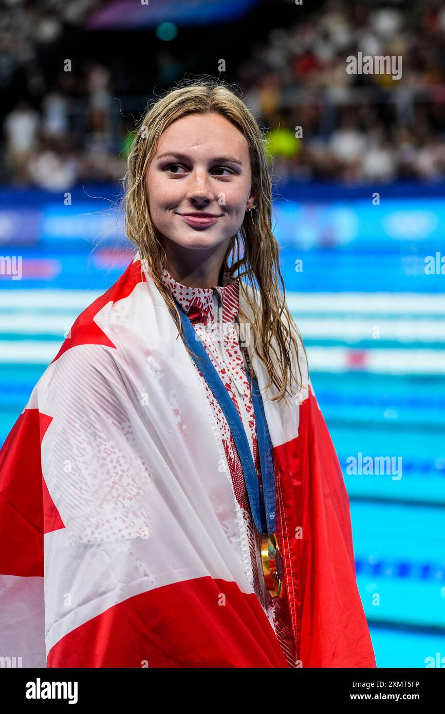 Summer McIntosh of Canada is seen with her gold medal after winning the women's 400m Individual ...