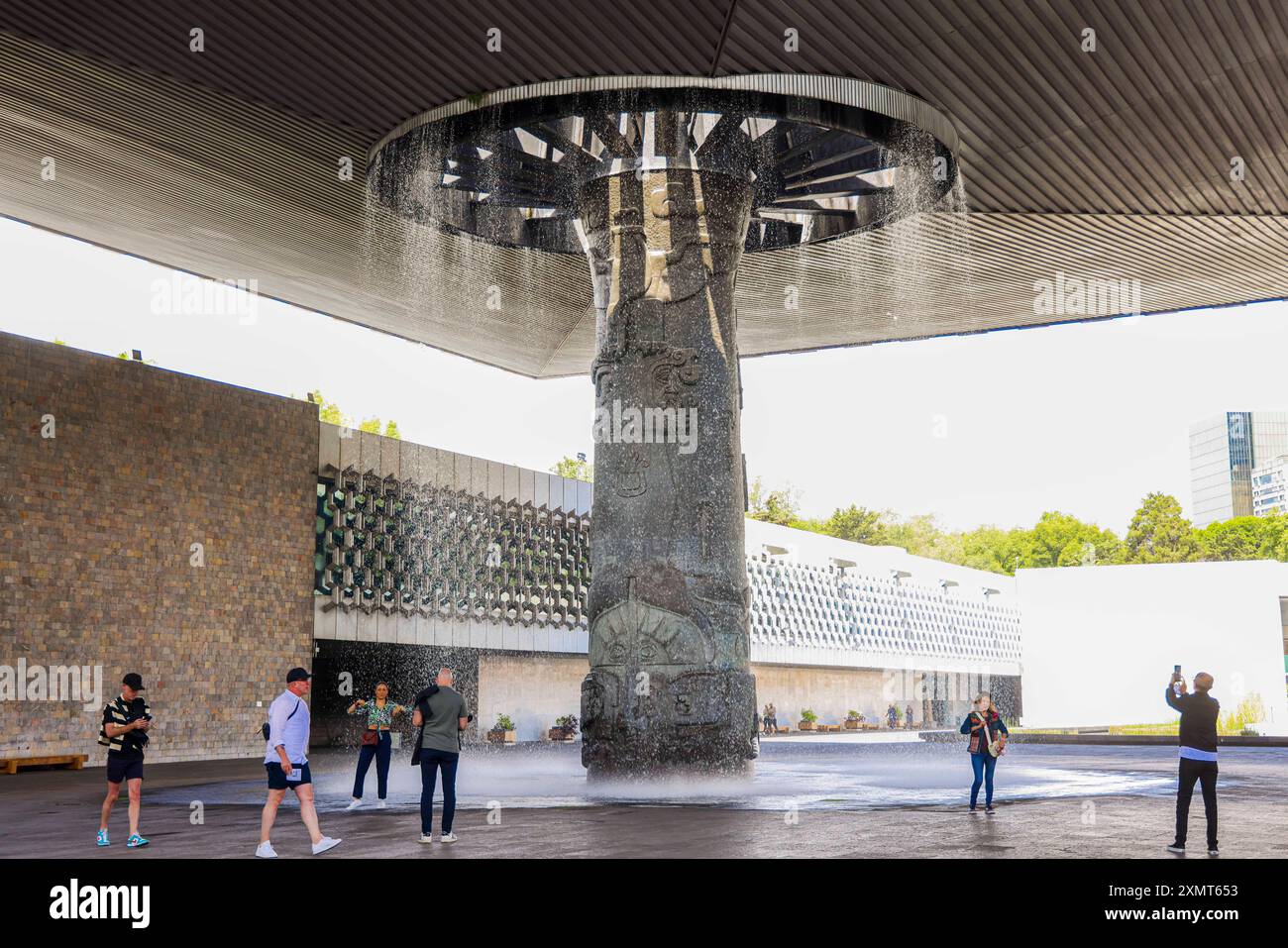 Fountain and garden at the National Museum of Anthropology (MNA) in Mexico City. American museum ...