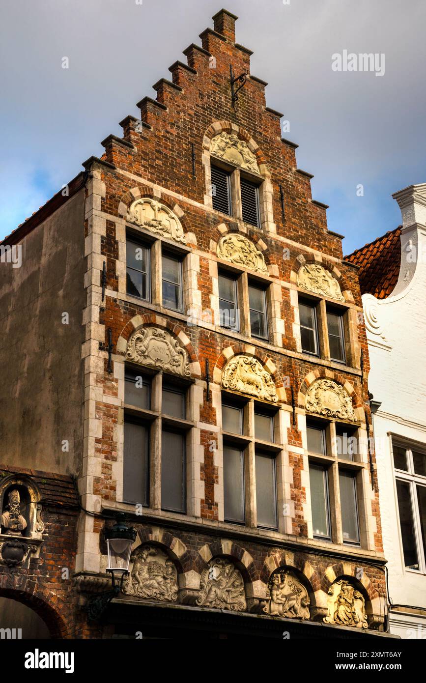 Brick stepped gable in Bruges, Belgium Stock Photo - Alamy