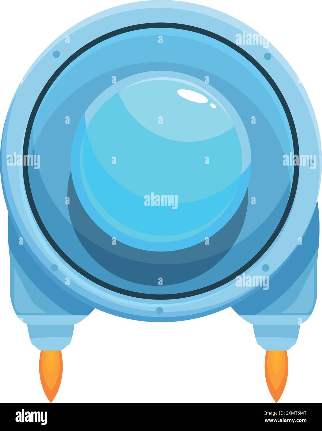 Cartoon spaceship flying with fire and blue sphere Stock Vector Image ...