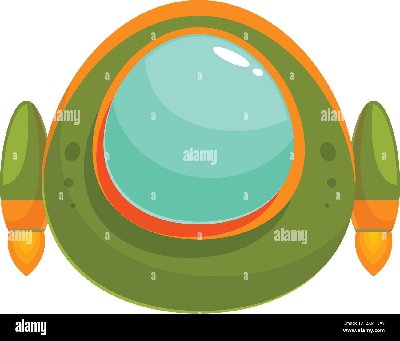 Cartoon spaceship flying in the space with a big front window Stock ...