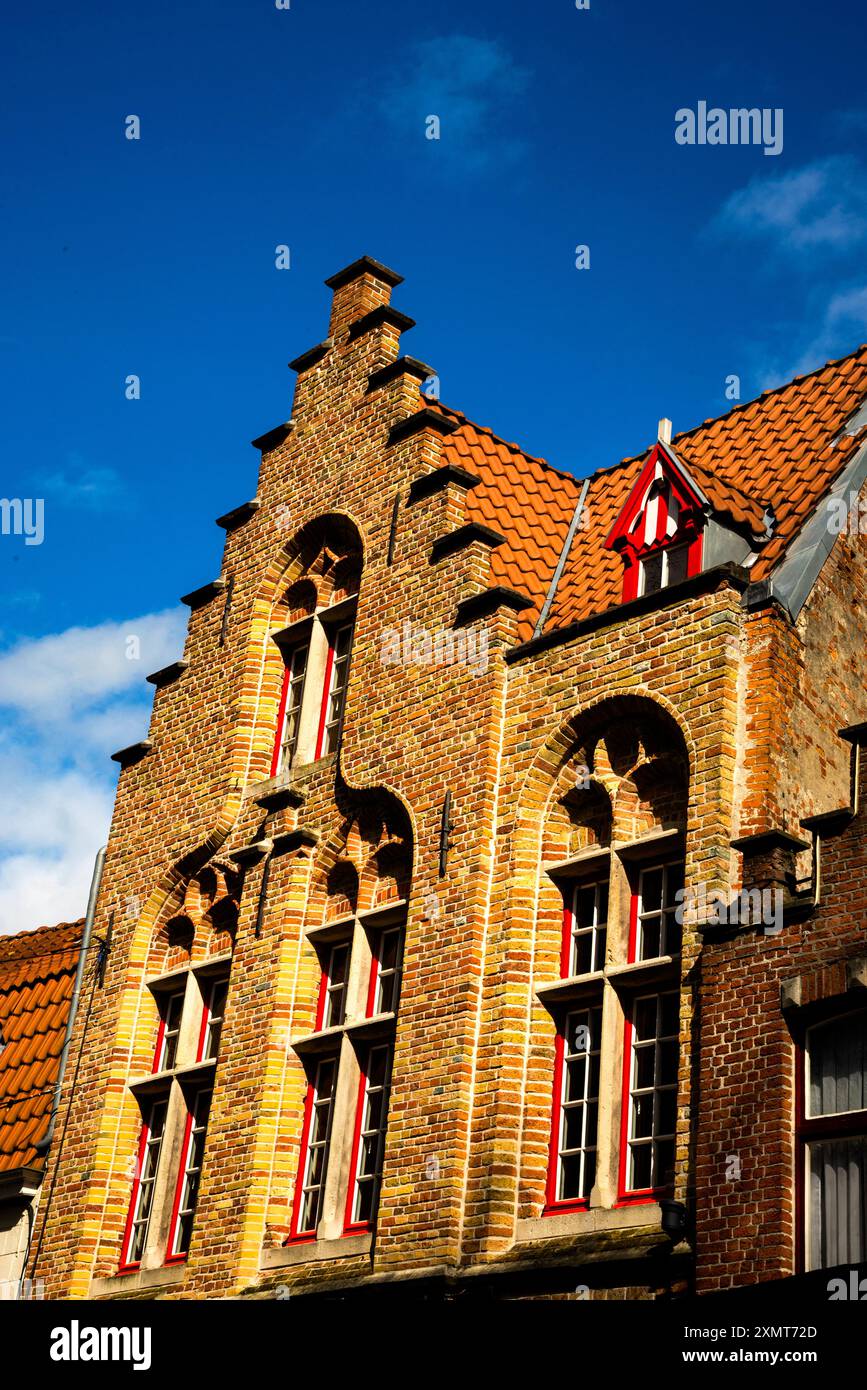 Gothic style brick stepped gable in Bruges, Belgium Stock Photo - Alamy