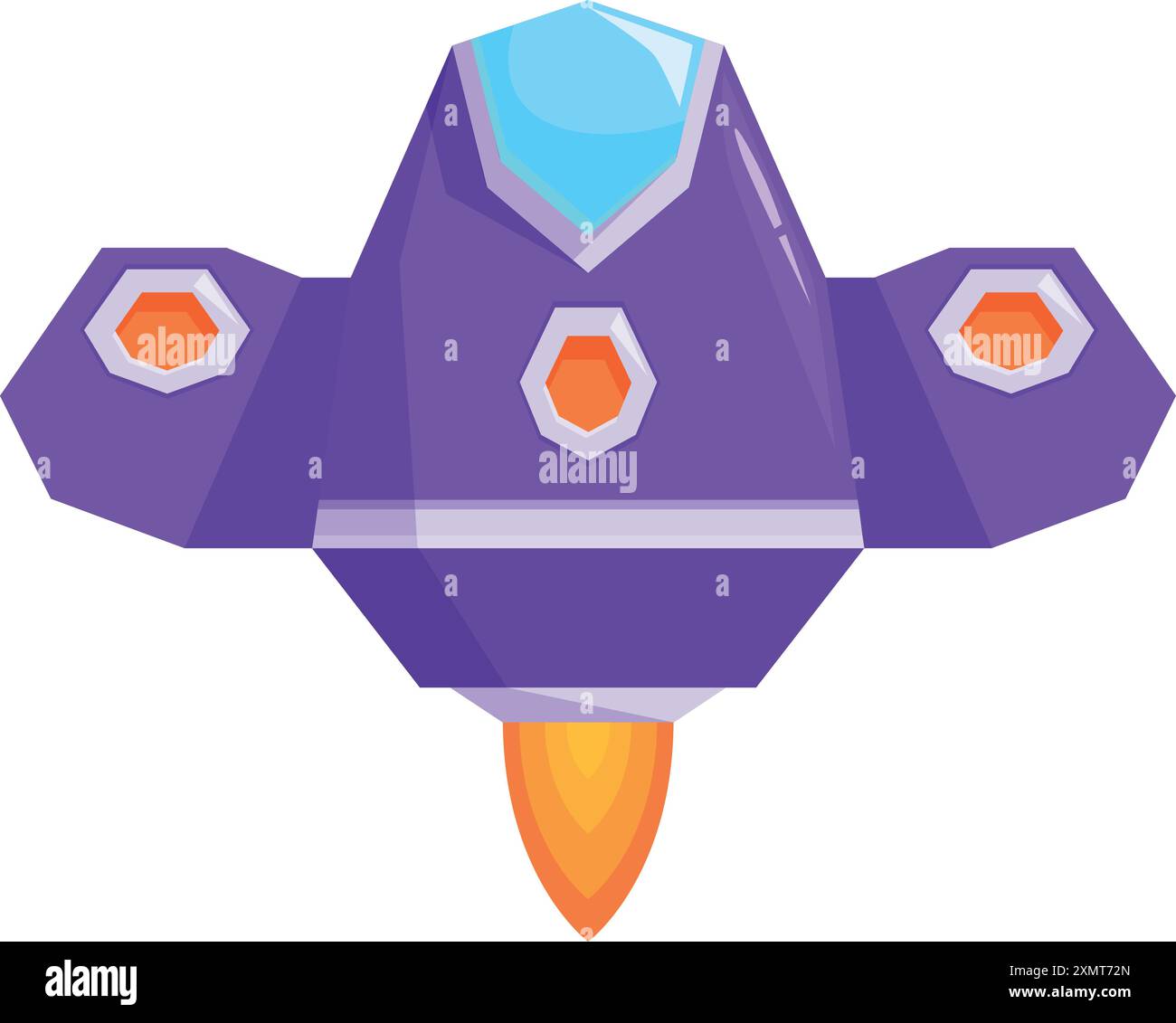 Cartoon spaceship flying in space with the engine burning Stock Vector ...