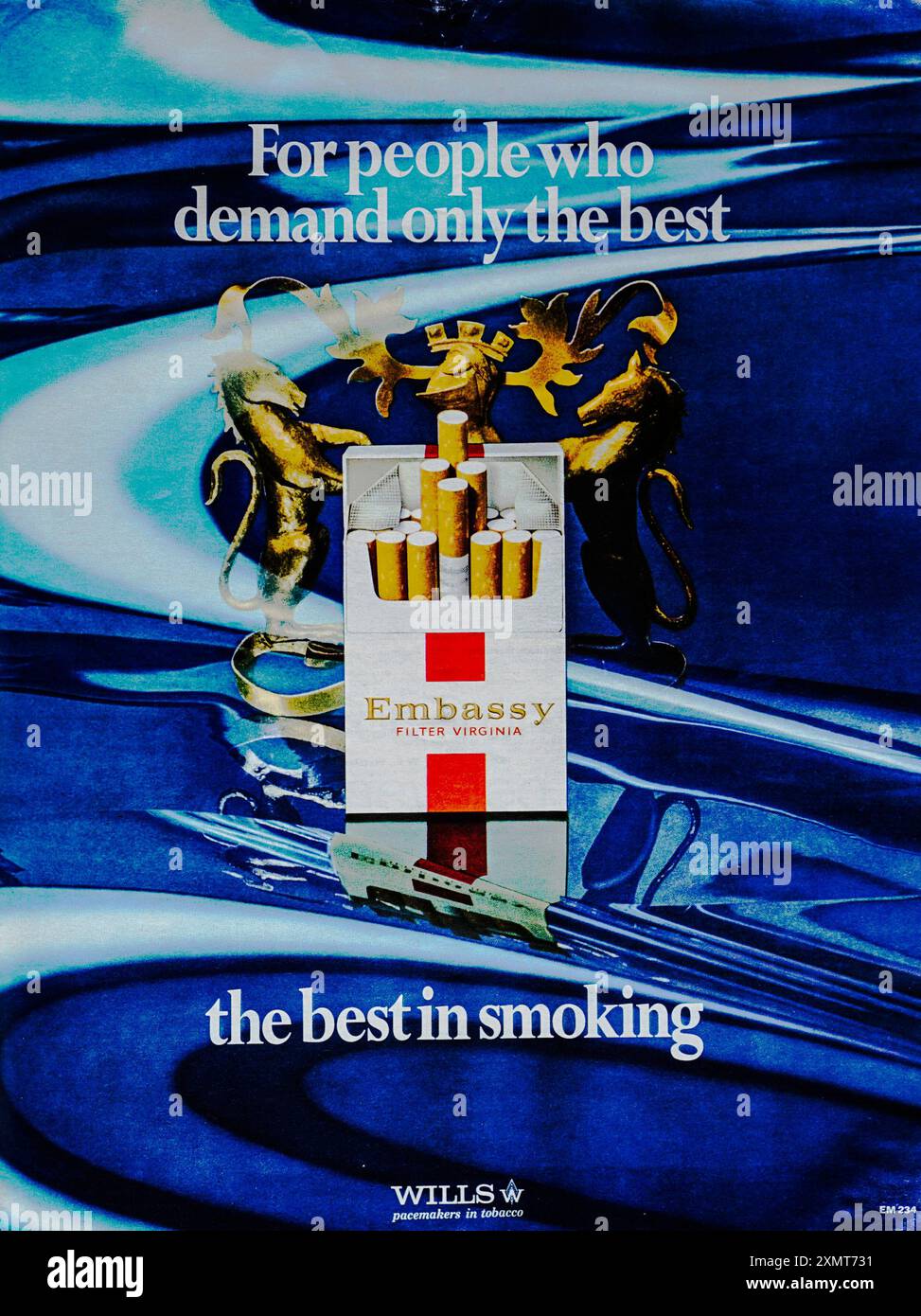 a !970 advertisement for Embassy Cigarettes Stock Photo - Alamy